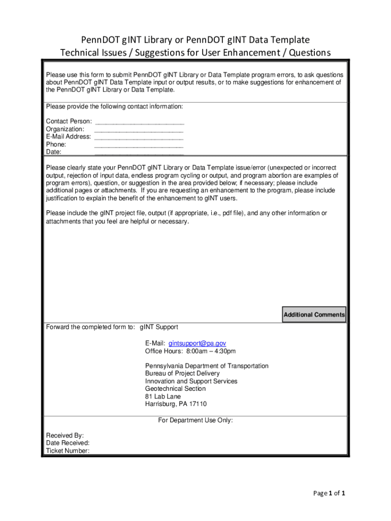 Fillable Online gINT: The Library, Data Template, and Project Files ...
