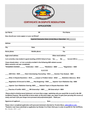 Fillable Online law nccu APPLICATION FOR A CERTIFICATE IN DISPUTE ...