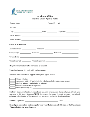Fillable Online Academic Affairs Student Grade Appeal Form Fax Email Print - pdfFiller