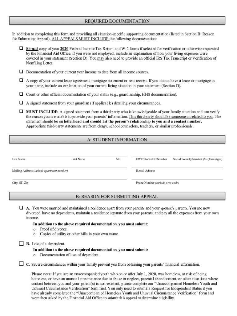 Fillable Online ewc wy 2022-2023 Request for Independent Status Form ...