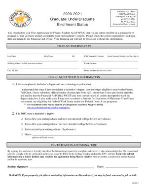Fillable Online ewc wy 2020-2021 Student Signature and Certification ...
