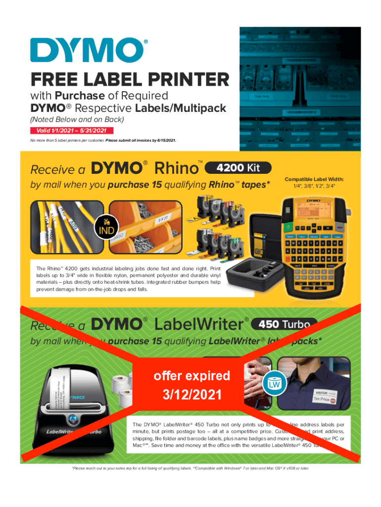 Fillable Online DYMO : Label Makers & Printers, Labels, and More! Fax ...