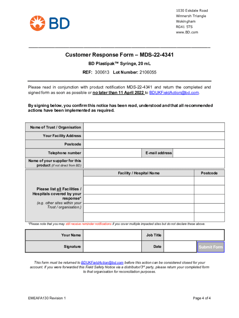 Fillable Online BD Eccentric Luer Slip Tip Syringe CE mark sterile ...