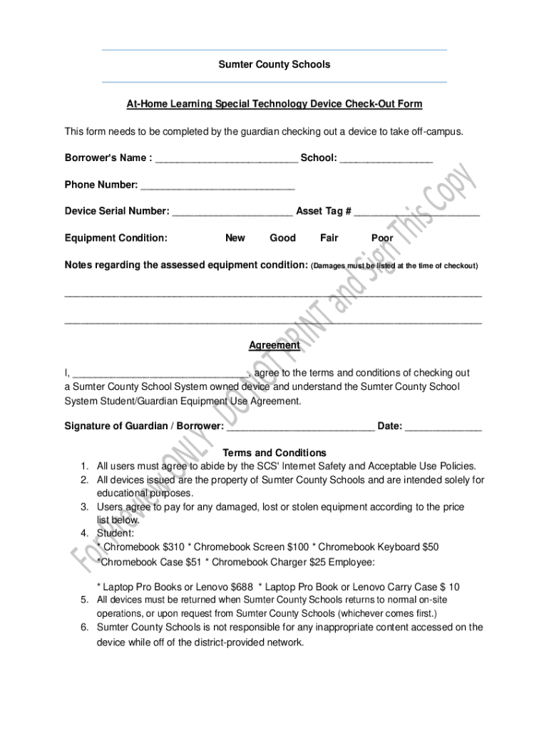 Fillable Online Technology Device Checkout Agreement - Amazon AWS Fax ...
