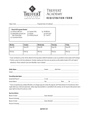 Fillable Online Treffert Academy - REGISTRATION FORM - SSM Health Fax ...