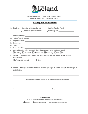 Fillable Online Plan Revision Form - Town of Leland Fax Email Print ...
