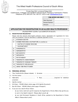 Fillable Online Allied Health Professions Council of South Africa ...