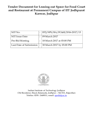Fillable Online iitj ac Tender Document for Leasing out Space for Food ...