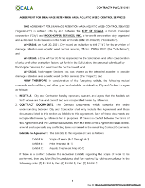 Fillable Online CONTRACT# PWD/210161 1 AGREEMENT FOR DRAINAGE ... Fax ...