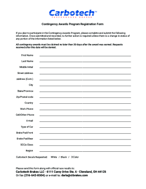 Fillable Online SCCA Runoffs Contingency Claim Form - Hankook ...