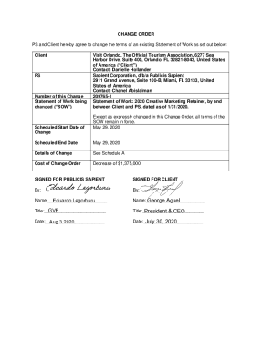 Fillable Online Changes to Statements of Work Sample Clauses - Law ...