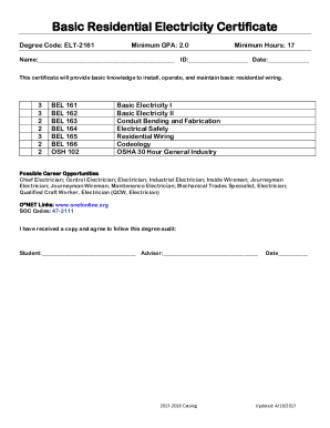 Fillable Online Basic Residential Electricity Certificate Fax Email ...