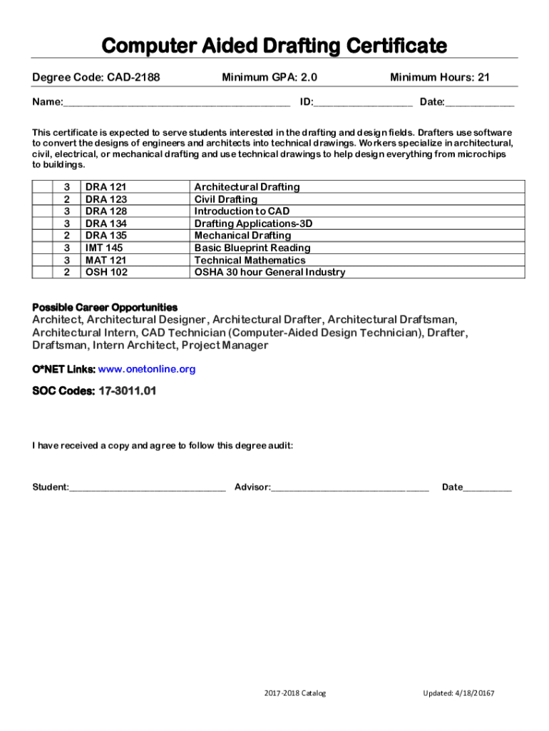 Fillable Online Computer Aided Drafting Certificate Fax Email Print ...