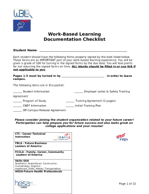 Work-Based Learning (WBL) Tool Kit Doc Template | pdfFiller