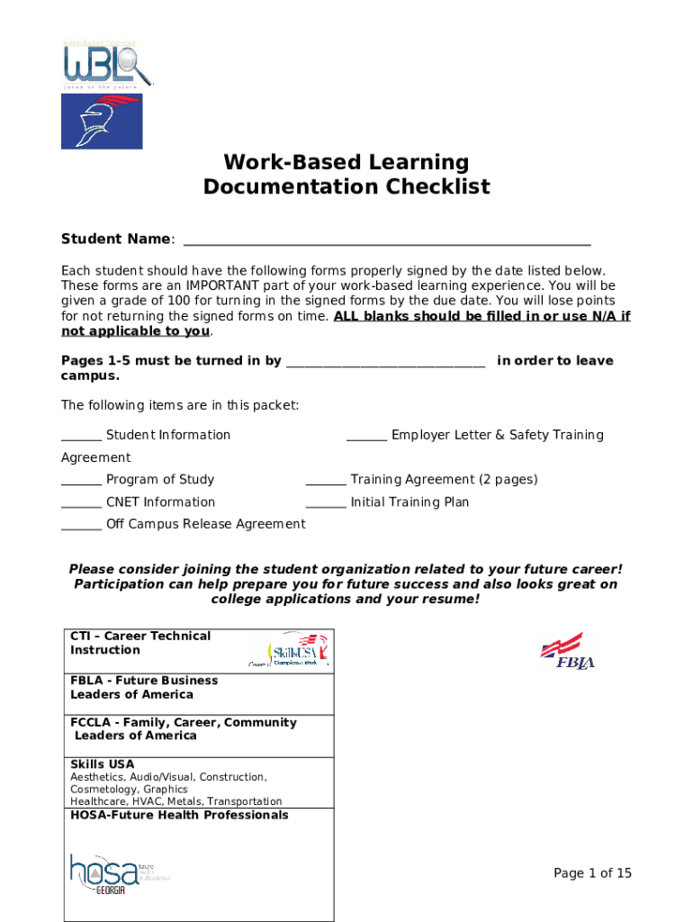 Work-Based Learning (WBL) Tool Kit Doc Template | pdfFiller