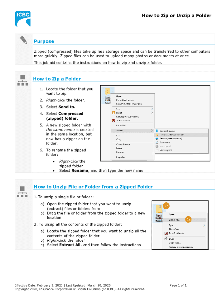 Fillable Online Job Aid - How to Zip or Unzip a folder Fax Email Print - pdfFiller
