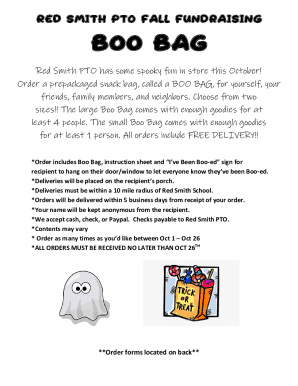 Fillable Online Red Smith PTO - BOO BAG PICKUP tonight at school from ...
