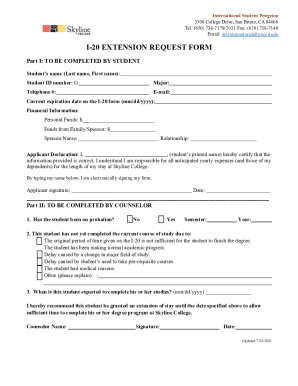 Fillable Online I-20 EXTENSION REQUEST - Skyline College Fax Email ...