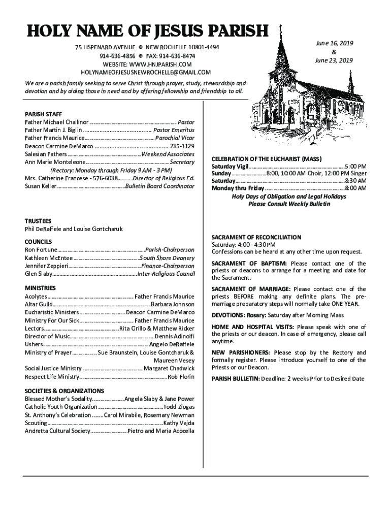 Fillable Online sponsors bonventure Get Involved - Holy Name of Jesus ...