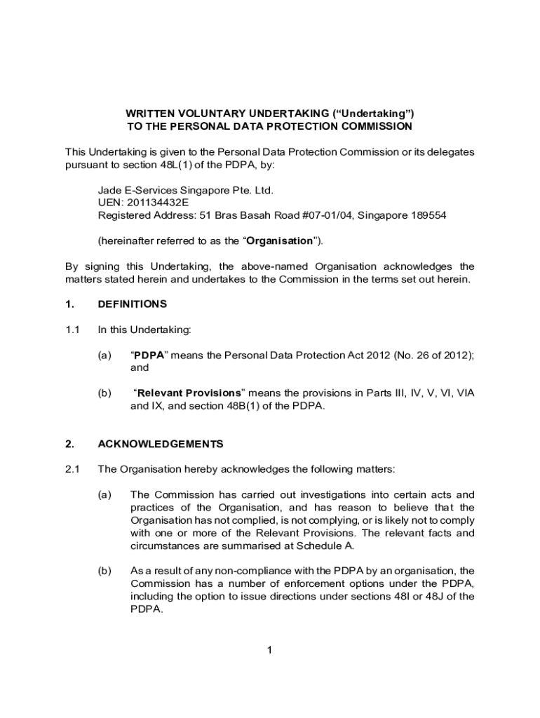 Fillable Online (click to view) Undertaking for Jade E-Services ...