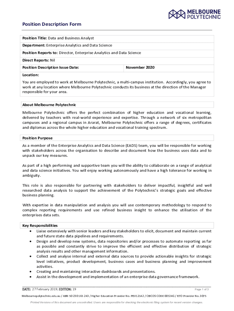 Fillable Online Department: Enterprise Analytics and Data Science Fax Email Print - pdfFiller
