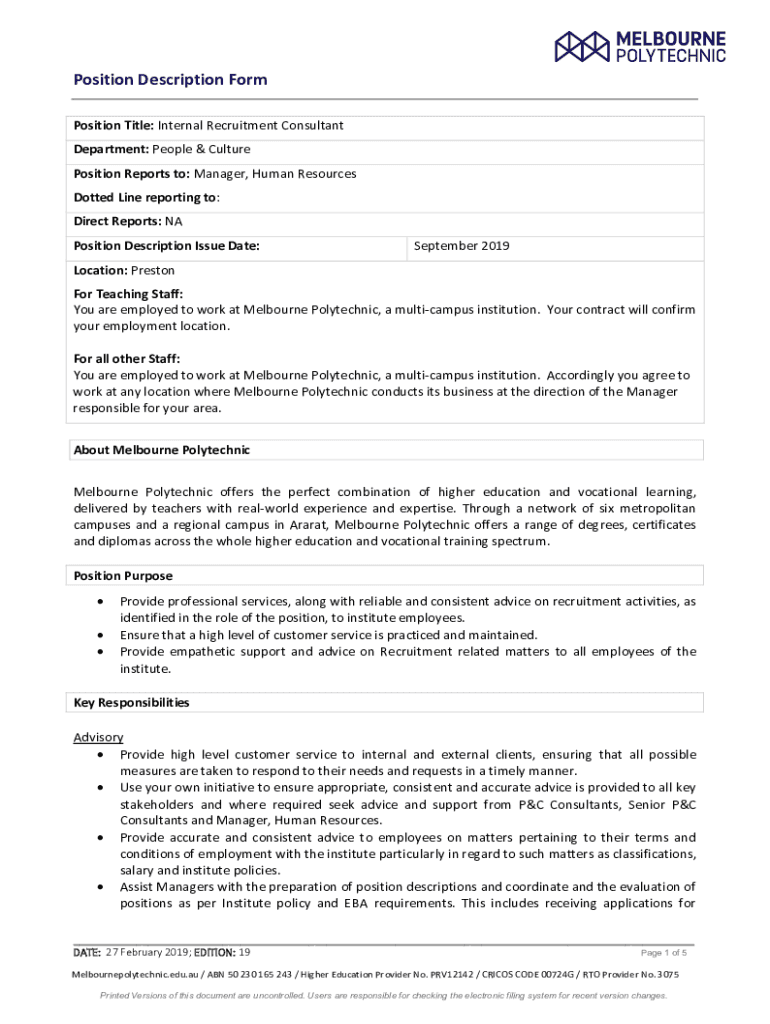 Fillable Online Internal Recruiter job description template - Workable ...
