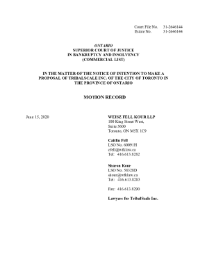 Fillable Online Motion Record Covering Sheets (00025442.DOCX - MNP LTD ...