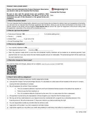 Fillable Online PRODUCT DISCLOSURE SHEET INDUSTRIAL HIRE ... Fax Email ...