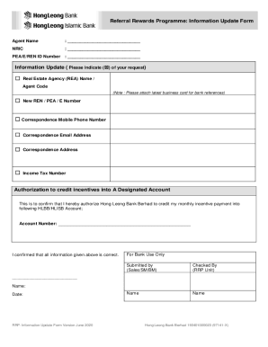 Fillable Online Referral Rewards Programme: Information Update Form ...