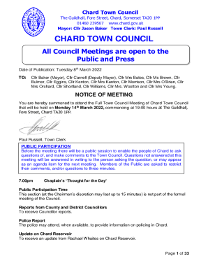 Fillable Online Chard Town Council Fax Email Print - pdfFiller