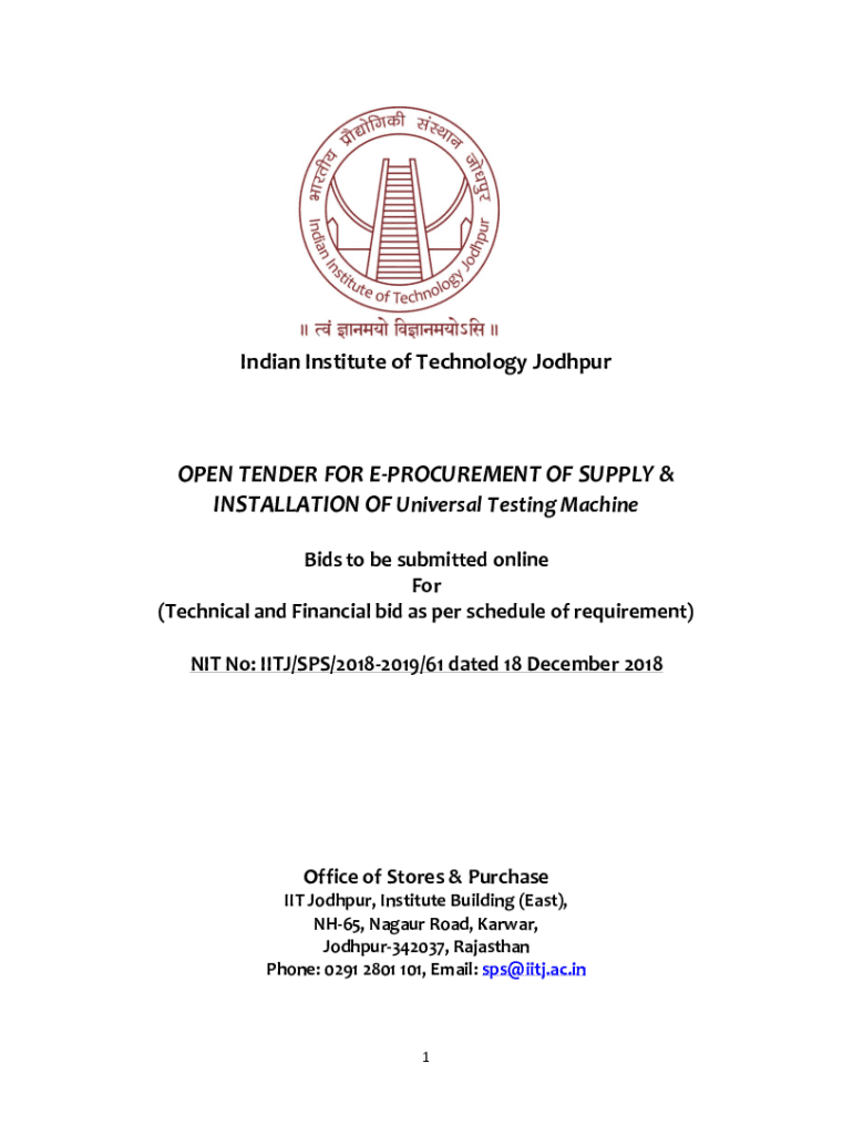 Fillable Online OPEN TENDER FOR E-PROCUREMENT OF Supply and ... Fax ...