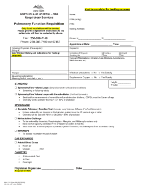 Fillable Online Respiratory Therapy Services Pulmonary Function ...