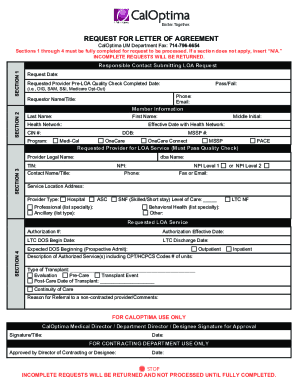 Fillable Online Request for Letter of Agreement Fax Email Print - pdfFiller