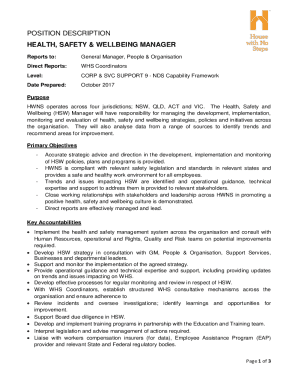 Fillable Online Environmental Health and Safety Manager - Job ...
