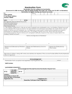 Fillable Online Declaration Form for opting out of nomination Annexure ...