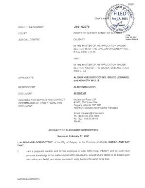 Fillable Online COURT FILE NO. 1801-04745 COURT COURT OF QUEEN'S ...