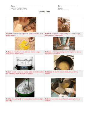 Fillable Online Cooking Terms Worksheet Answer Key Fax Email Print ...