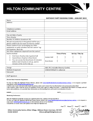 Fillable Online Birthday Party Booking Form - cloudfront.net Fax Email ...