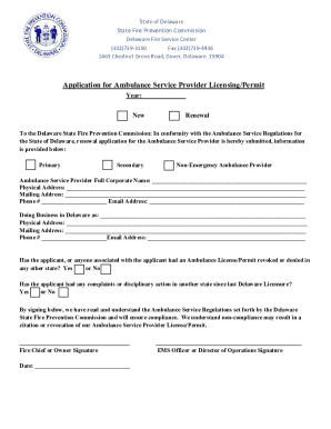 Fillable Online Renewal Ambulance Service Provider License-Permit ...