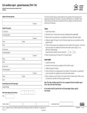 Fillable Online Form-14a Exit Condition ReportElders Real Estate ...