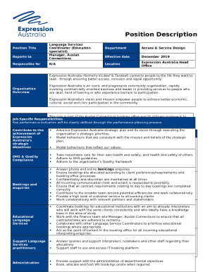 Basic - Position Description Template.docx Doc Template | pdfFiller