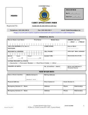 Fillable Online Cadet appliCation Form pHoto Fax Email Print - pdfFiller