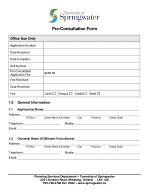 Fillable Online Pre-Consultation Form - Township of Springwater Fax ...