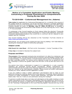 Fillable Online Public Notice - Township of Springwater Fax Email Print - pdfFiller