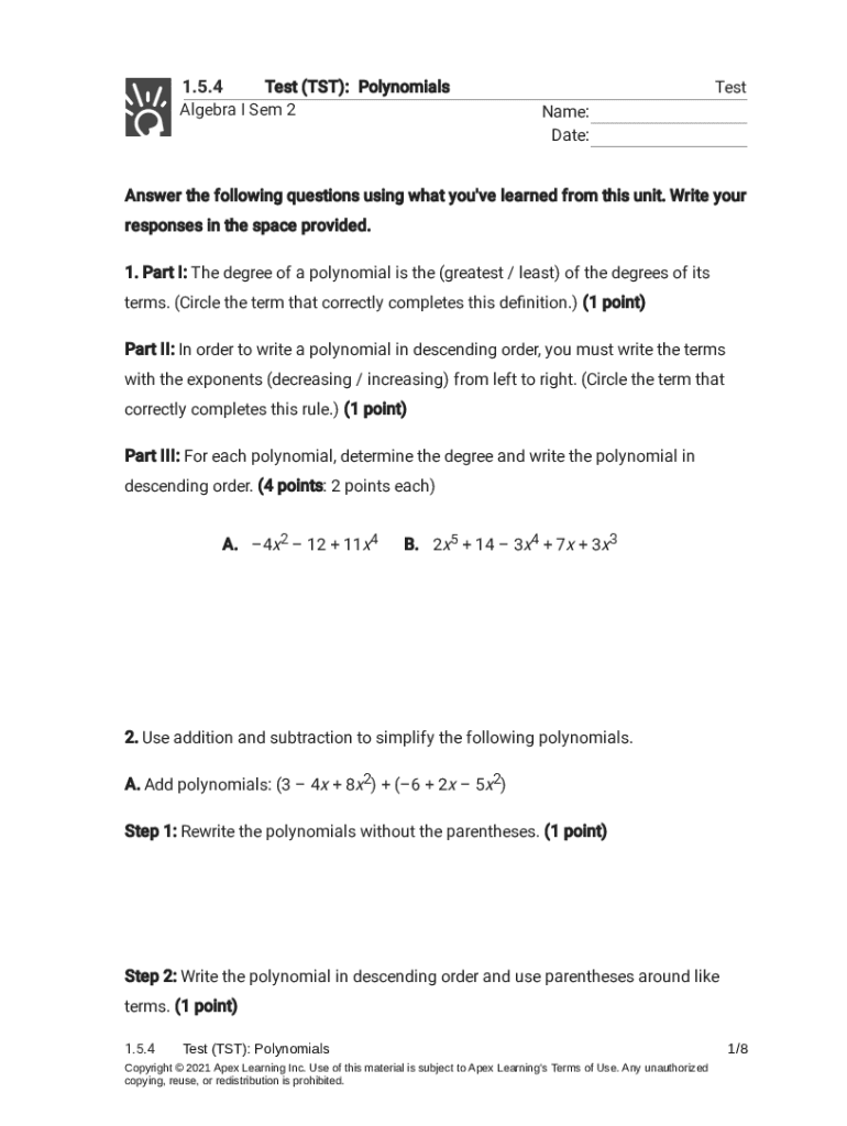 Fillable Online Solved 7/24 Test 5.10.4 Test (TS): Rational Expressions ...