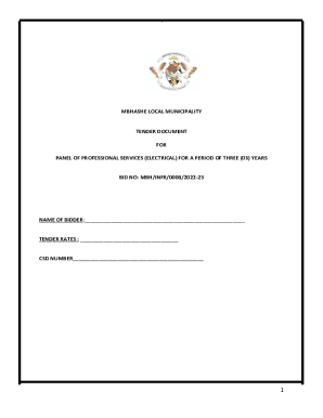 Fillable Online PANEL OF PROFESSIONAL SERVICES (ELECTRICAL) FOR A ...