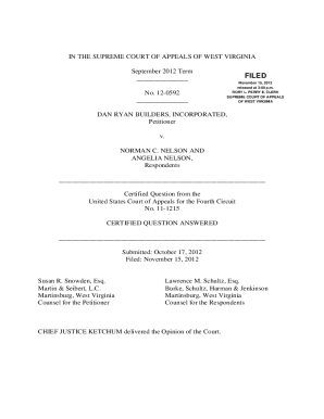 Fillable Online Opinion, Dan Ryan Builders v. Norman C. and Angelia ...