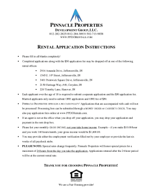 Fillable Online Rental Application Instructions - Pinnacle Property Fax Email Print - pdfFiller