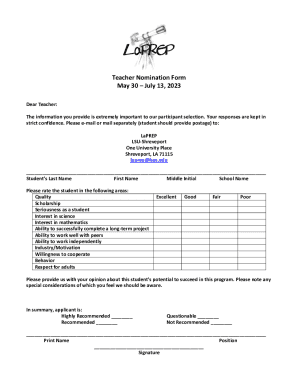 Fillable Online CSD: Teacher of the Year Nomination Form Fax Email ...