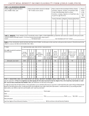 Fillable Online Child Meal Benefit FormCenterpilot Fax Email Print - pdfFiller